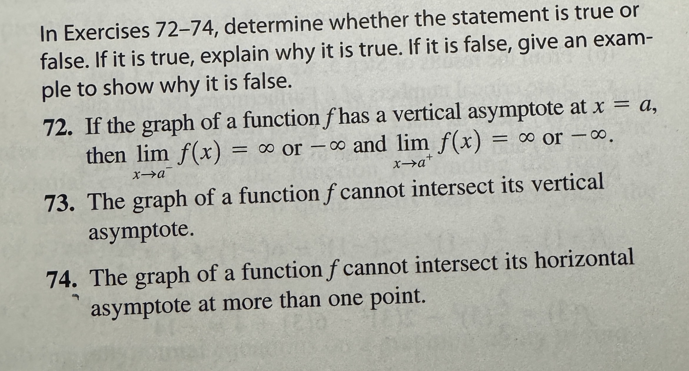 Solved In Exercises 72-74, ﻿determine whether the statement | Chegg.com
