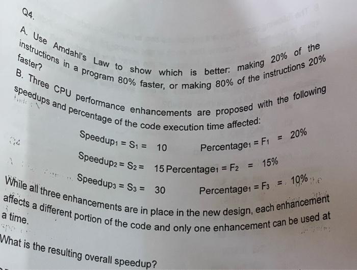 Solved A. Use instructions Amahl's Law to show which is | Chegg.com