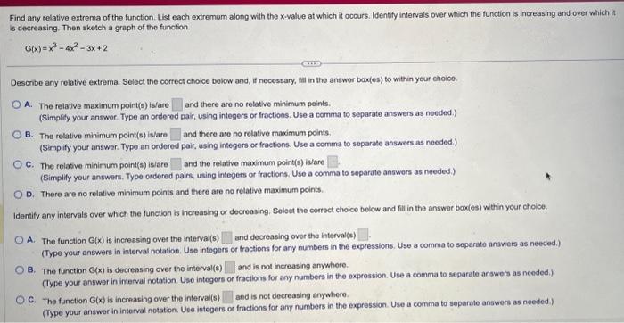 Solved Find any relative extrema of the function. List each | Chegg.com