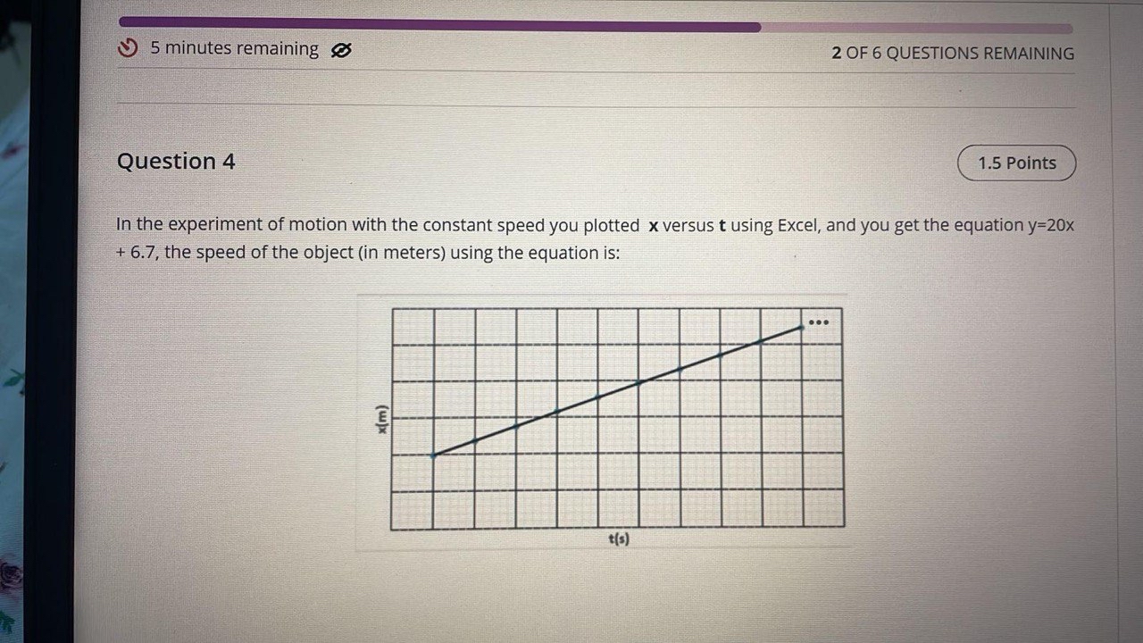Solved 5 ﻿minutes remaining2 ﻿OF 6 ﻿QUESTIONS | Chegg.com