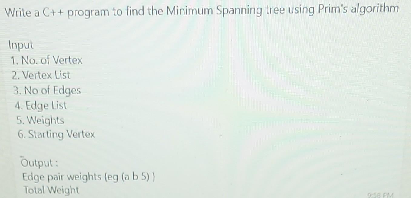 Solved Write A C Program To Find The Minimum Spanning
