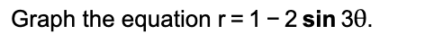 Solved Graph the equation r=1-2sin3θ. | Chegg.com