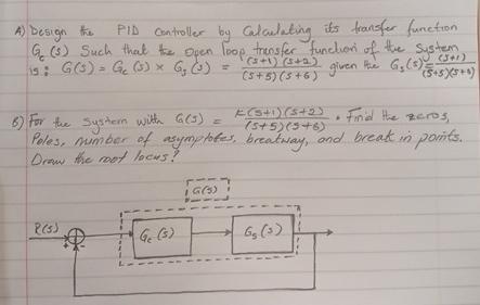 Solved A) ﻿Design the PID cantroller by Calculating its | Chegg.com
