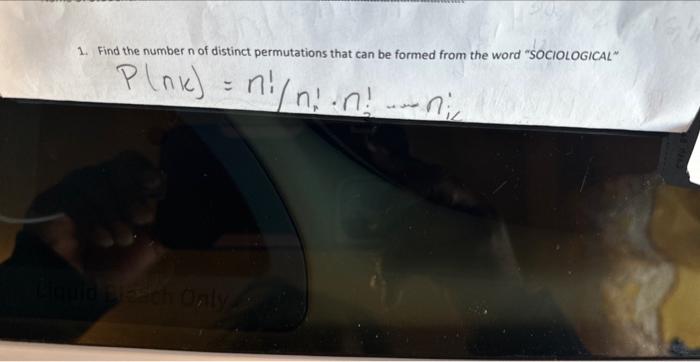 Solved 1. Find the number n of distinct permutations that | Chegg.com