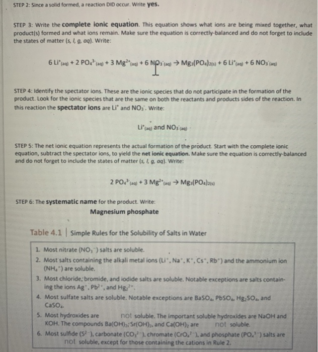 Solved Mixing Aqueous Solutions of Two lonic Compounds | Chegg.com