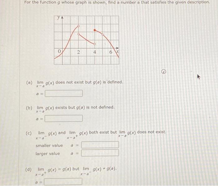 Solved For the function g whose graph is shown, find a | Chegg.com