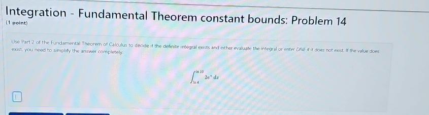 Solved Integration - ﻿Fundamental Theorem constant bounds: | Chegg.com