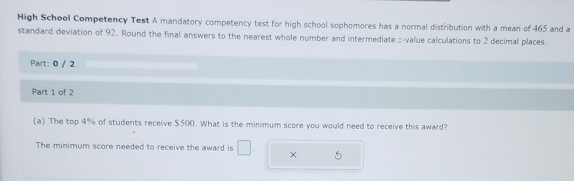 Solved High School Competency Test A mandatory competency | Chegg.com