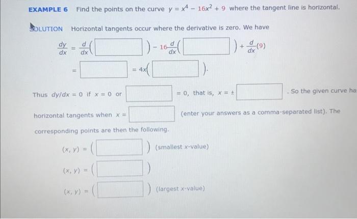 Solved EXAMPLE 6 Find the points on the curve y=x4−16x2+9 | Chegg.com