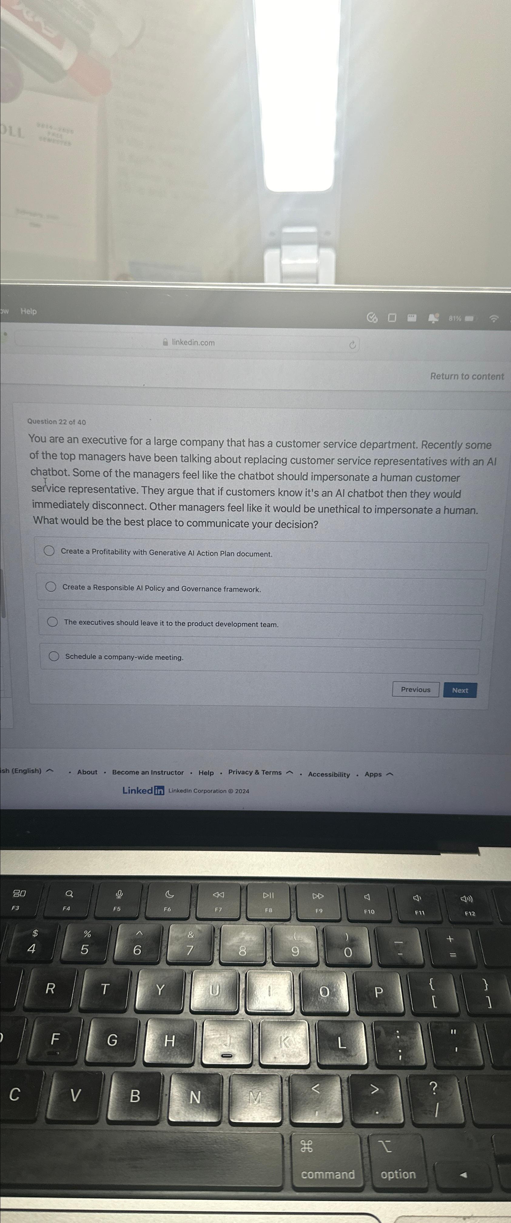 Solved Return to contentQuestion 22 ﻿of 40You are an | Chegg.com