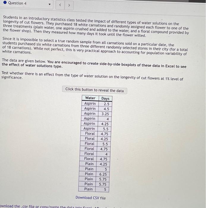 Students in an introductory statistics class tested | Chegg.com