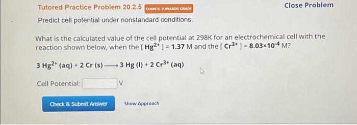 Solved Tutored Practice Problem 20 2 5 Predict Cell