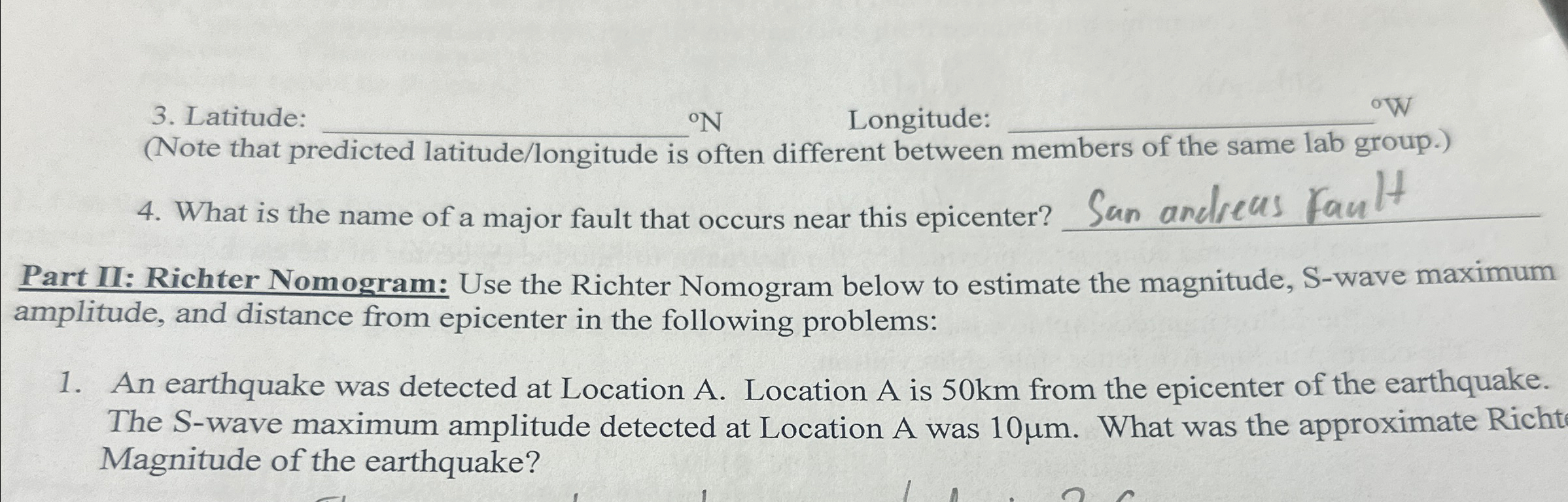 Solved Latitude: °N ﻿Longitude: ﻿W (Note that preaicted | Chegg.com
