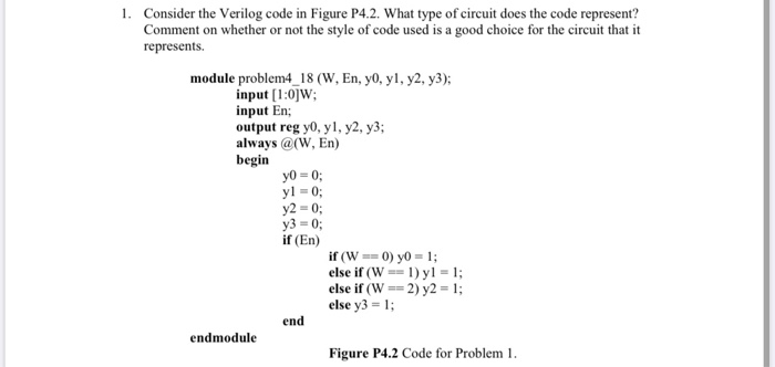 Solved 1. Consider the Verilog code in Figure P4.2. What | Chegg.com