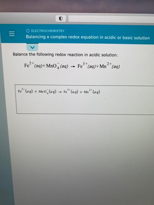 Solved O ELECTROCHEMISTRY Balancing a complex redox equation | Chegg.com