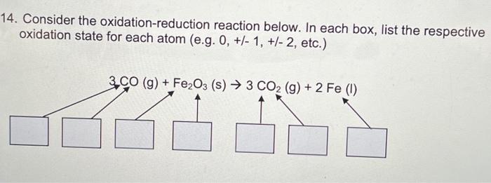 Solved 14. Consider the oxidation-reduction reaction below. | Chegg.com