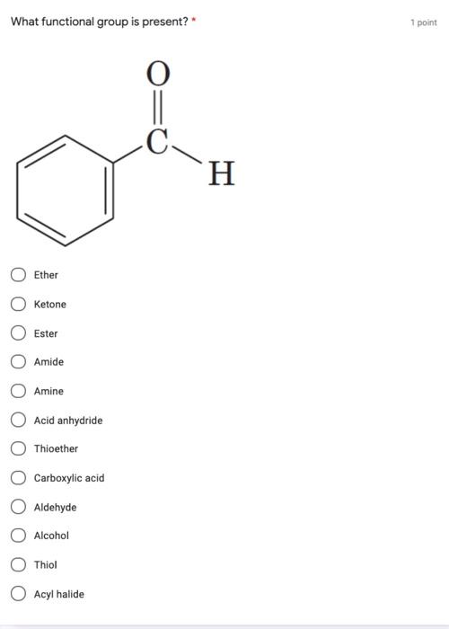 Solved What functional group is present? 1 point ОН Ether | Chegg.com