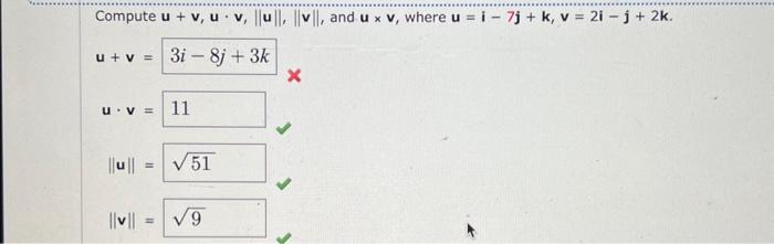 Solved what is u+v? im not sure why i keep getting it wrong | Chegg.com