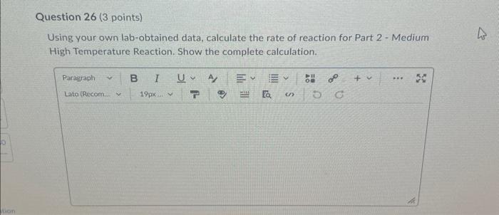 Using your own lab-obtained data, calculate the rate | Chegg.com