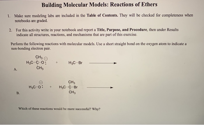 Solved Building Molecular Models: Reactions of Ethers 1. | Chegg.com