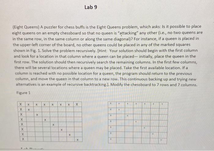Solved Lab 9 (Eight Queens) A puzzler for chess buffs is the | Chegg.com