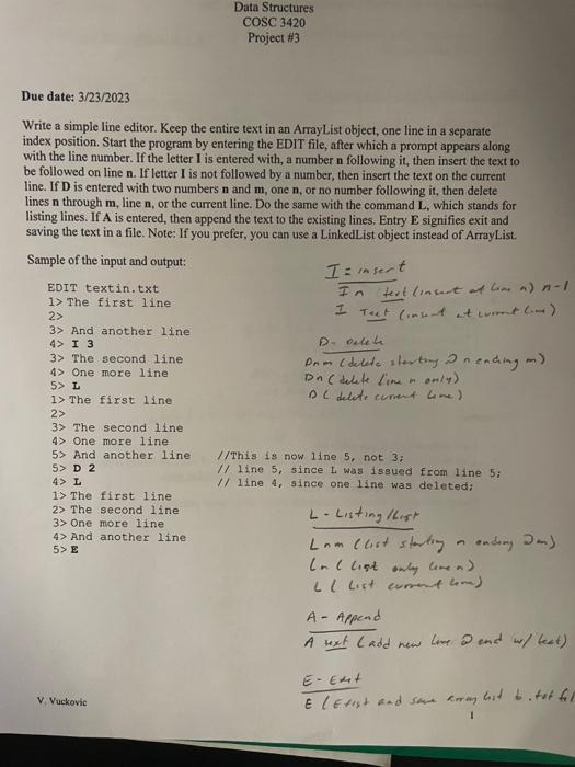 Solved Write a simple file/line editor. Keep the entire text | Chegg.com