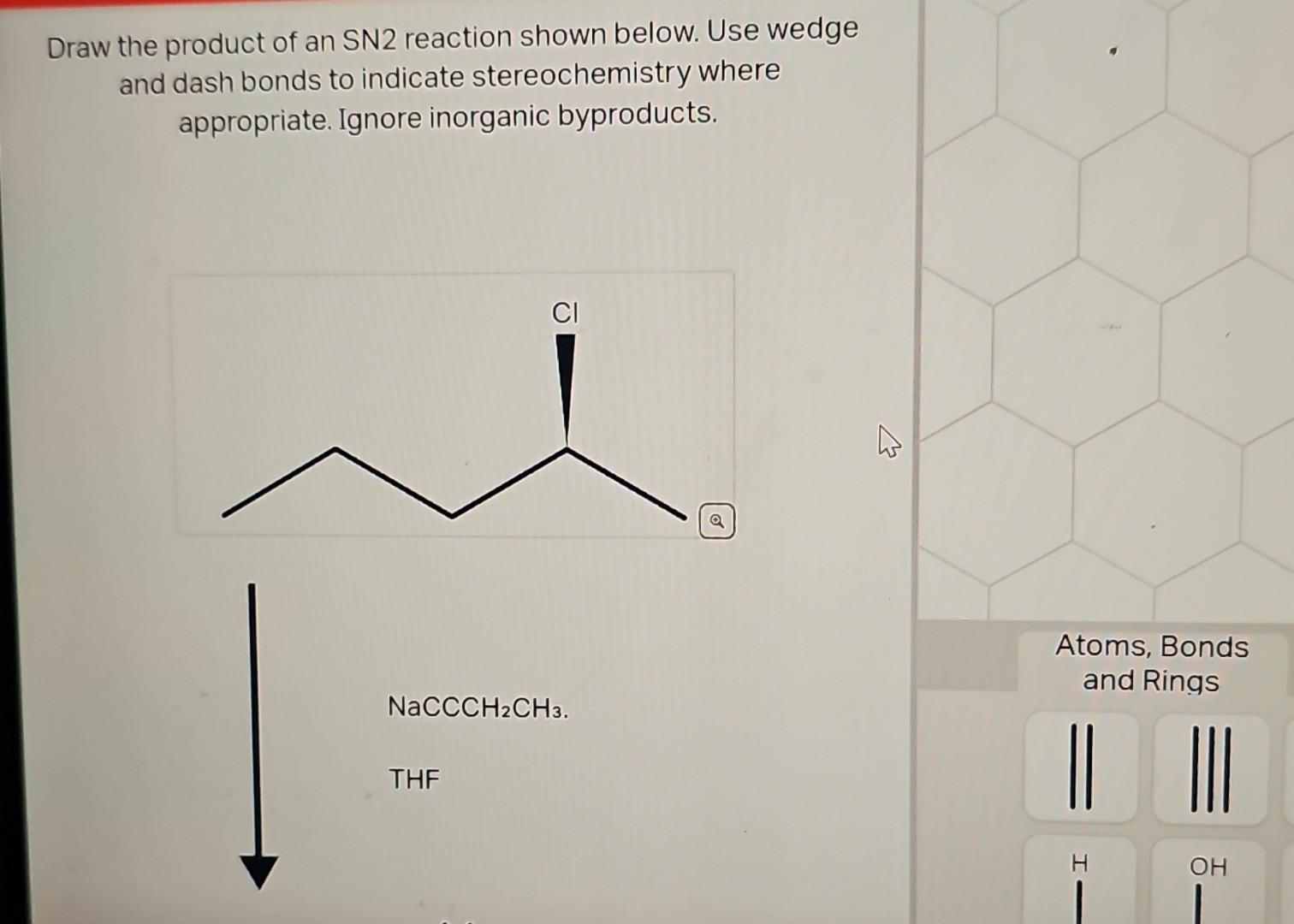 Solved Draw the product of an SN2 reaction shown below. Use | Chegg.com