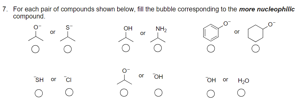 Solved For each pair of ﻿compounds shown below, fill the | Chegg.com