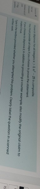 Solved Prove or disprover for all integers > 5-25 is | Chegg.com