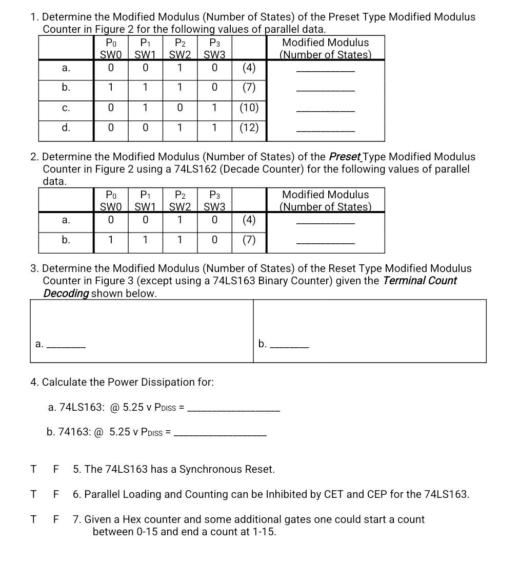 Solved OBJECTIVES: - Operation of Preset Type Modified | Chegg.com