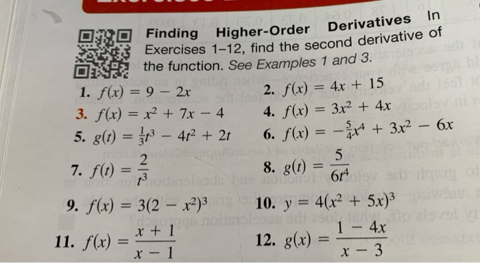 Solved Derivatives In Finding Higher-Order Exercises 1-12, | Chegg.com