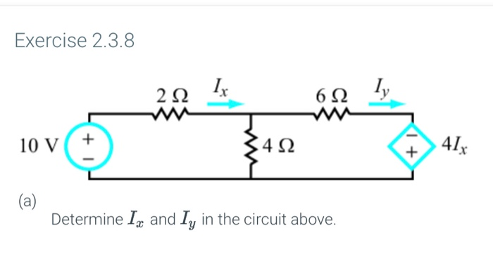 Solved Exercise 2.3.8 292 6 22 M + 10 V 1 (a) Determine Ix | Chegg.com