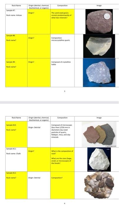 Solved Physical Geology: Sedimentary Rocks and Enviroments | Chegg.com