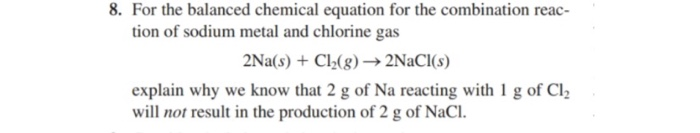 Solved 8. For the balanced chemical equation for the | Chegg.com