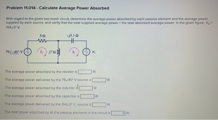 Solved Problem 11.014 - Calculate Average Power Absorbed | Chegg.com
