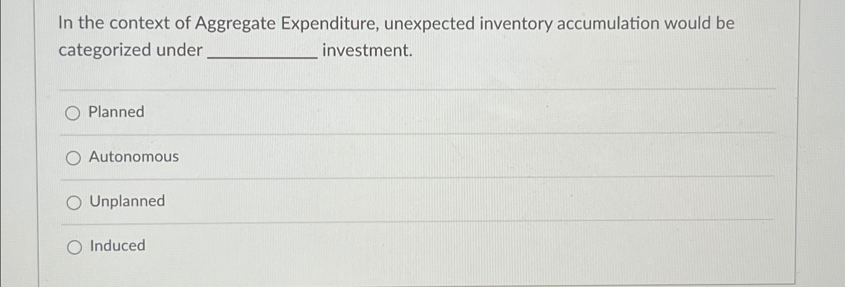 Solved In the context of Aggregate Expenditure, unexpected | Chegg.com