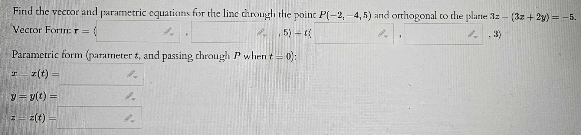 Solved Find the vector and parametric equations for the line | Chegg.com