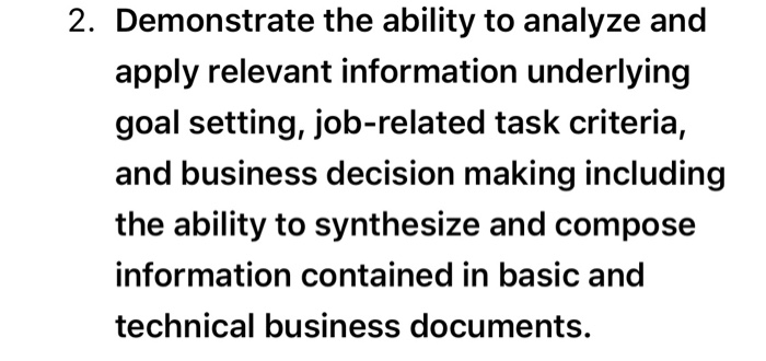 2. Demonstrate the ability to analyze and apply | Chegg.com