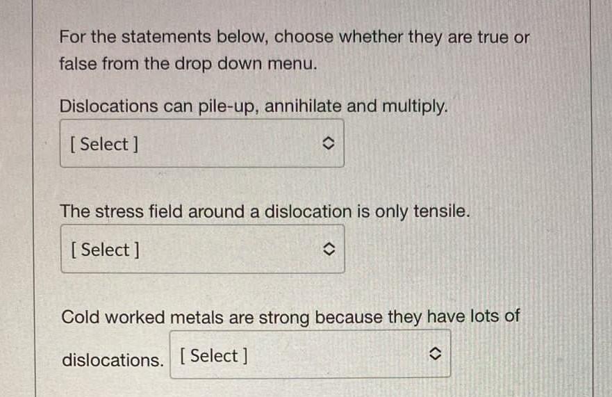 Solved For the statements below, choose whether they are | Chegg.com