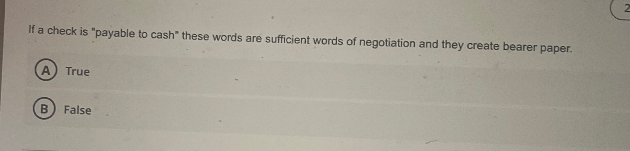 Solved If a check is "payable to cash" these words are | Chegg.com