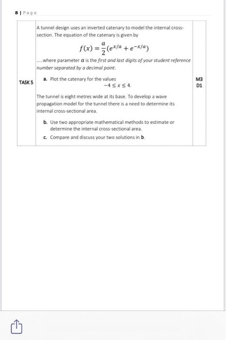 Solved Page A tunnel design uses an inverted catenary to | Chegg.com