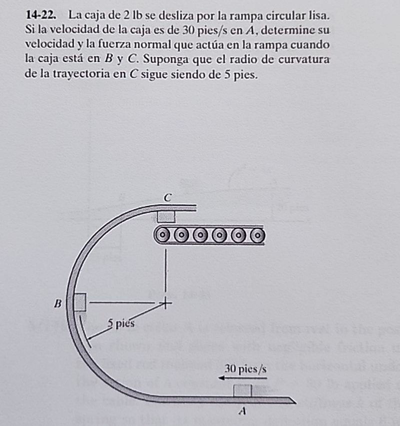 Solved 14-22. ﻿La caja de 2lb ﻿se desliza por la rampa | Chegg.com