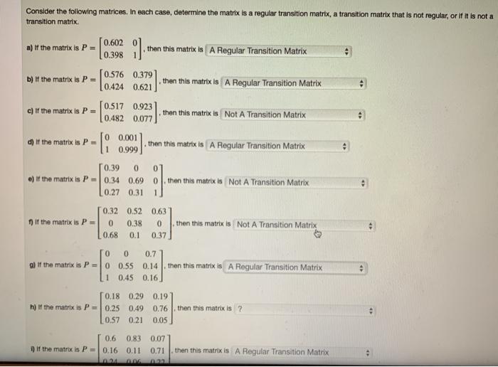 Solved Consider the following matrices. In each case, | Chegg.com