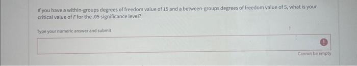 Solved If you have a within-groups degrees of freedom value | Chegg.com