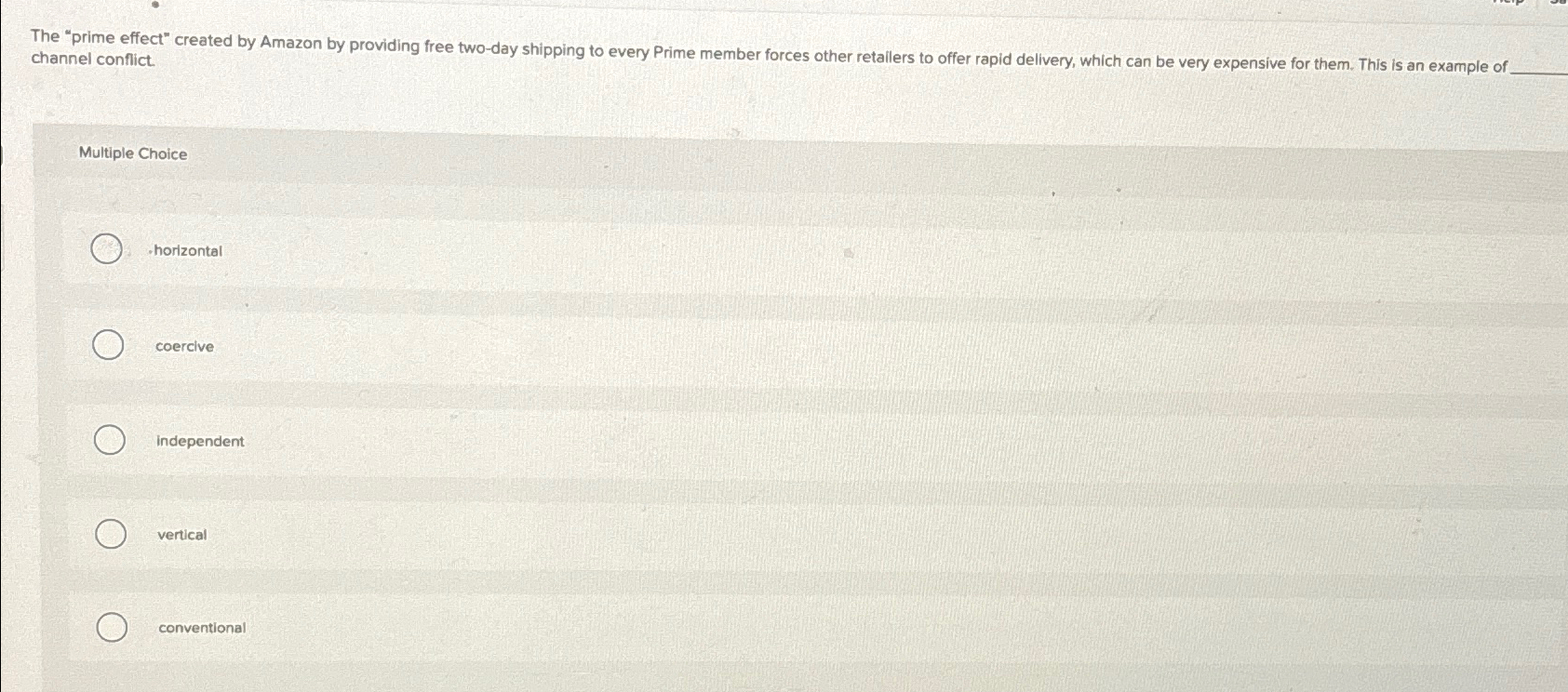 Solved The "prime effect" created by Amazon by providing | Chegg.com