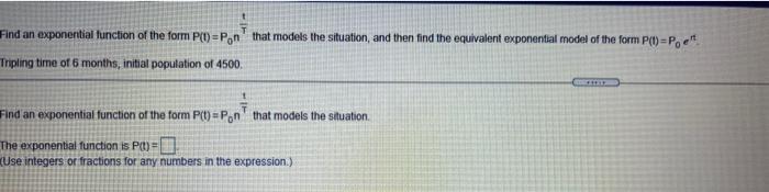 Solved Find an exponential function of the form P(O)=Pon | Chegg.com