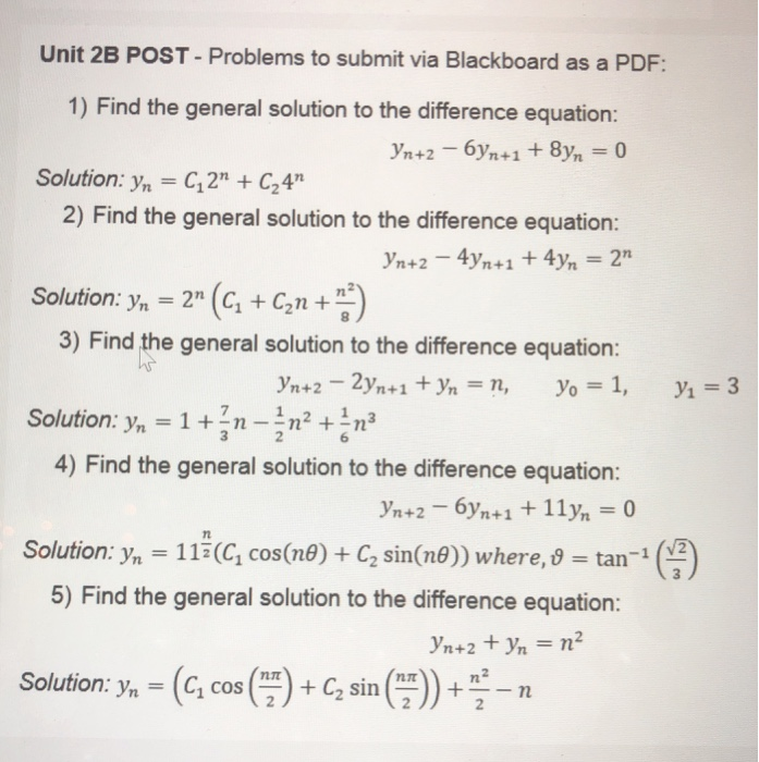 Solved Unit 2B POST - Problems to submit via Blackboard as a | Chegg.com