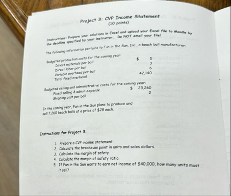 Solved Project 3: CVP Income Statement(10 | Chegg.com