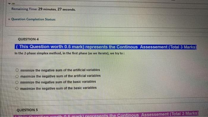Solved Remaining Timet 29 minutes, 45 seconds Question | Chegg.com