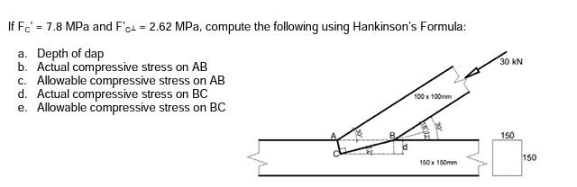 Solved 30 KN If Fc = 7.8 MPa and F'ct = 2.62 MPa, compute | Chegg.com